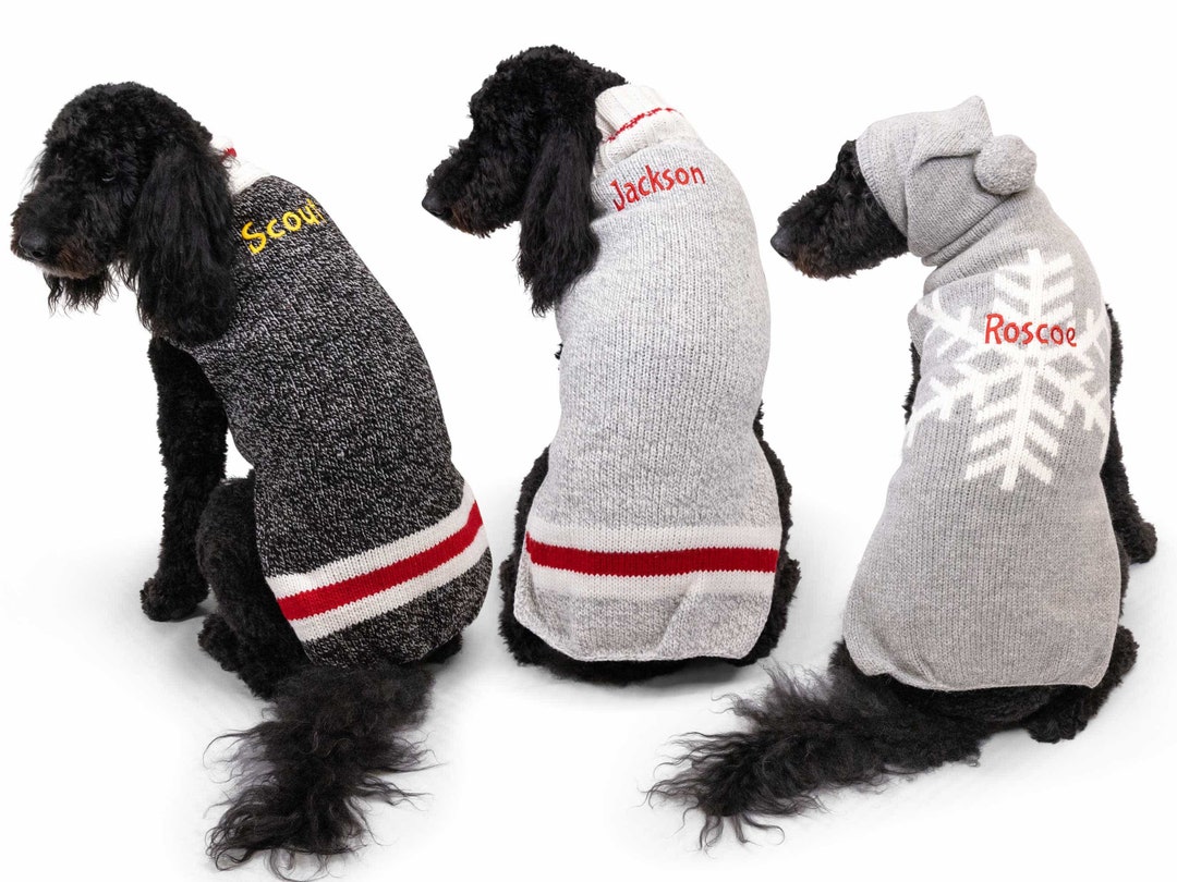 Gotags Dog Sweaters, Personalized Hand Knit Wool Dog Sweater, Black ...