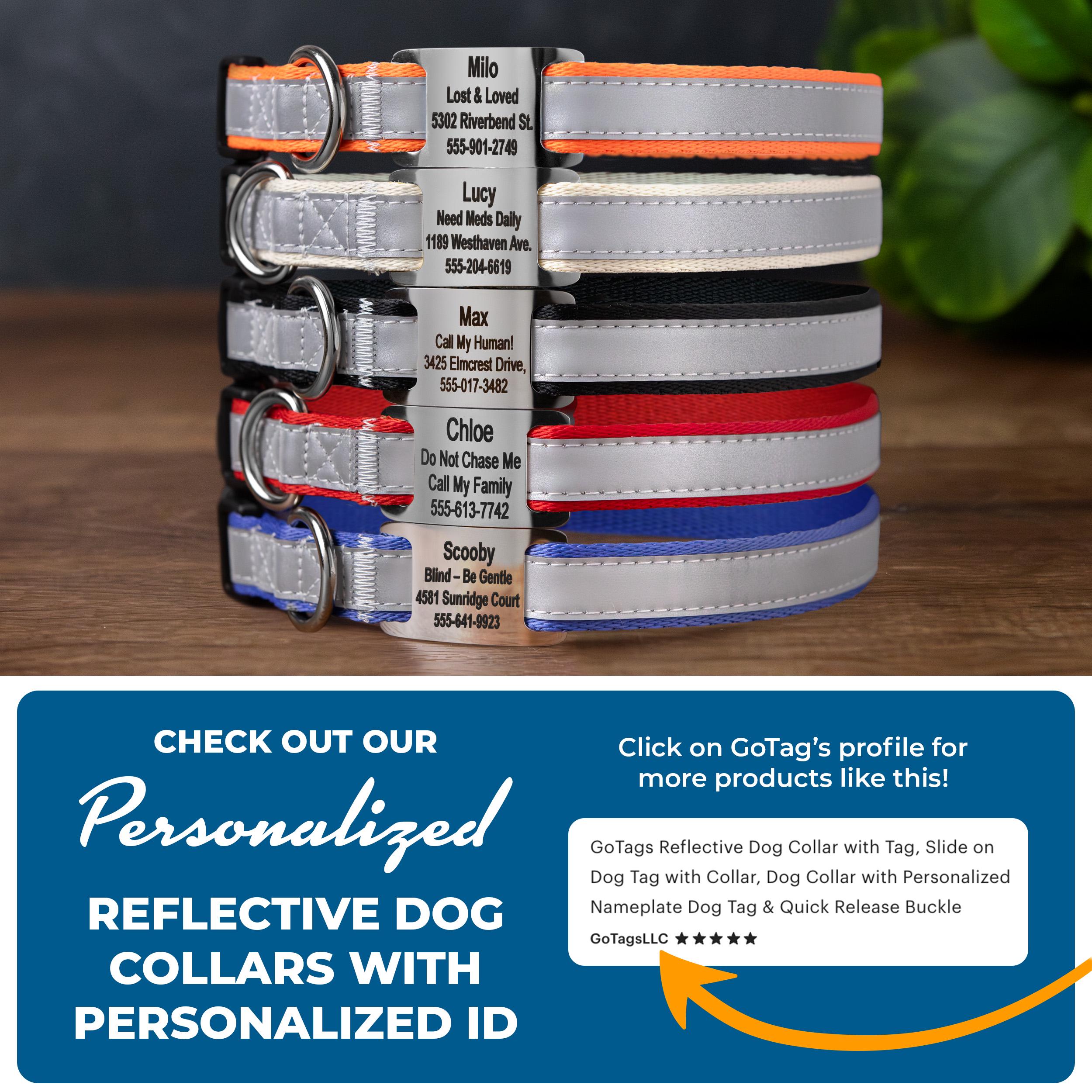 Gotags Dog Collar With Tag, Adjustable Dog Collar With Quick Release ...