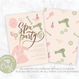 Elegant Spa Party Custom Party Invitation Download - Etsy