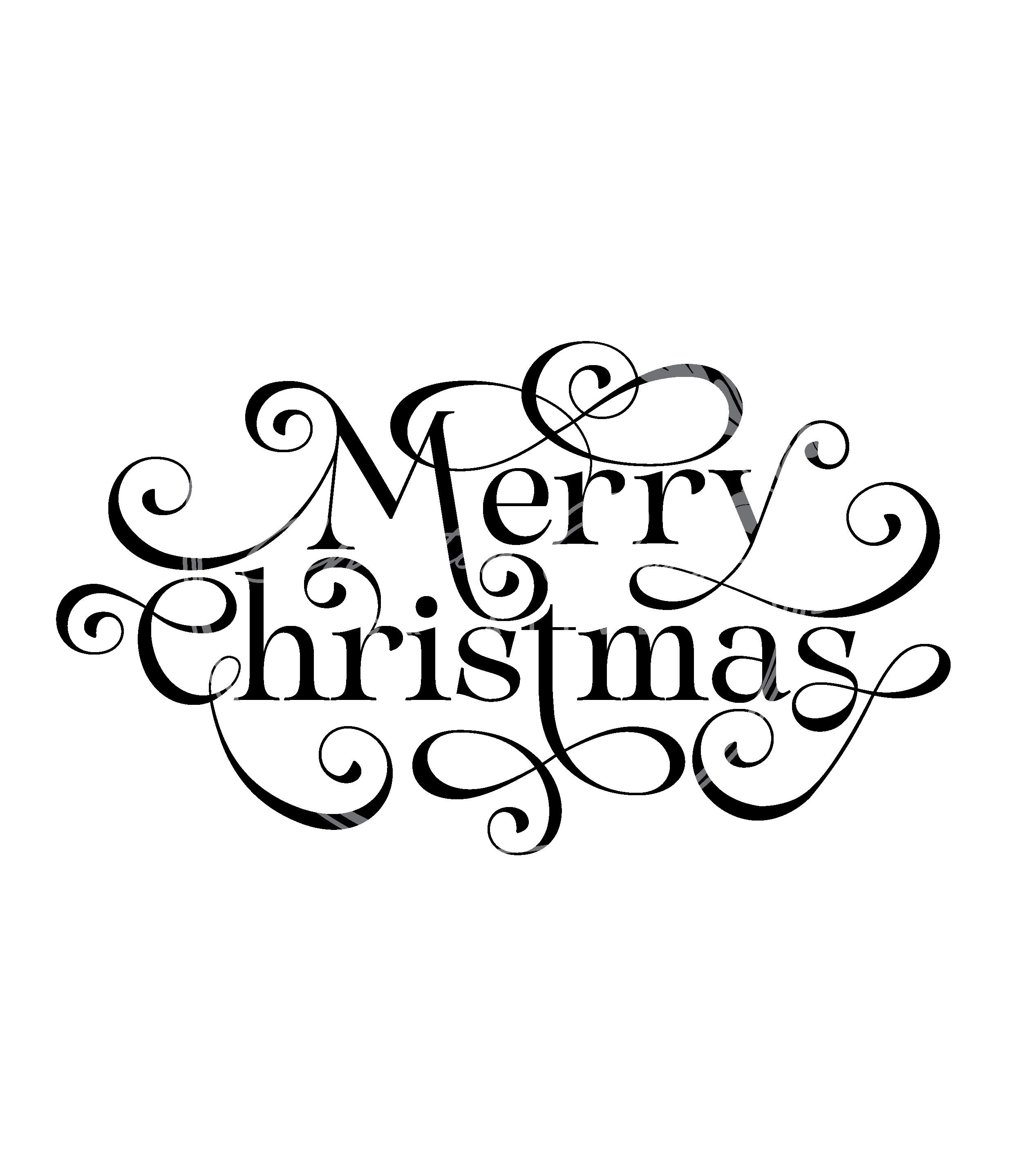 Elaborate Hand-lettered Merry Christmas Typography With Curls SVG ...