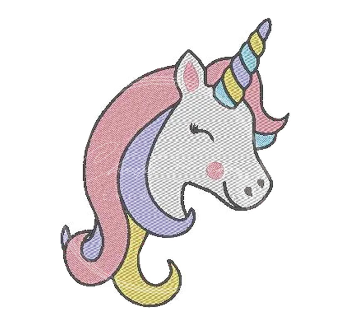 Cute Unicorn Head Design Machine Embroidery File Download in 5 Sizes ...