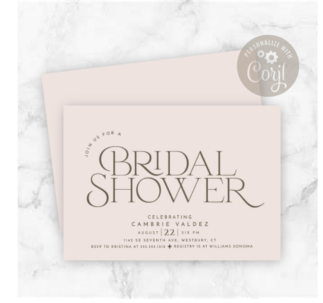 Elegant Bridal Shower Custom Invitation Download - Etsy