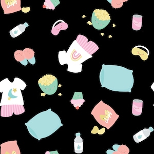 3 Slumber Party-themed and Stripes and Polka-dots Seamless Patterns PNG ...