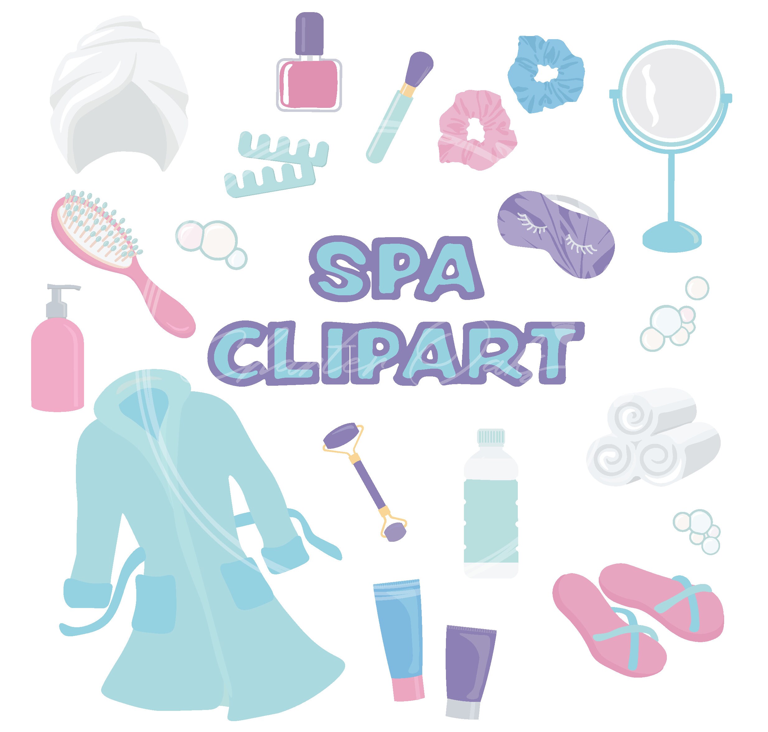 Spa Things for Spa Party, Bridal Shower, Girls Night Out Illustration ...