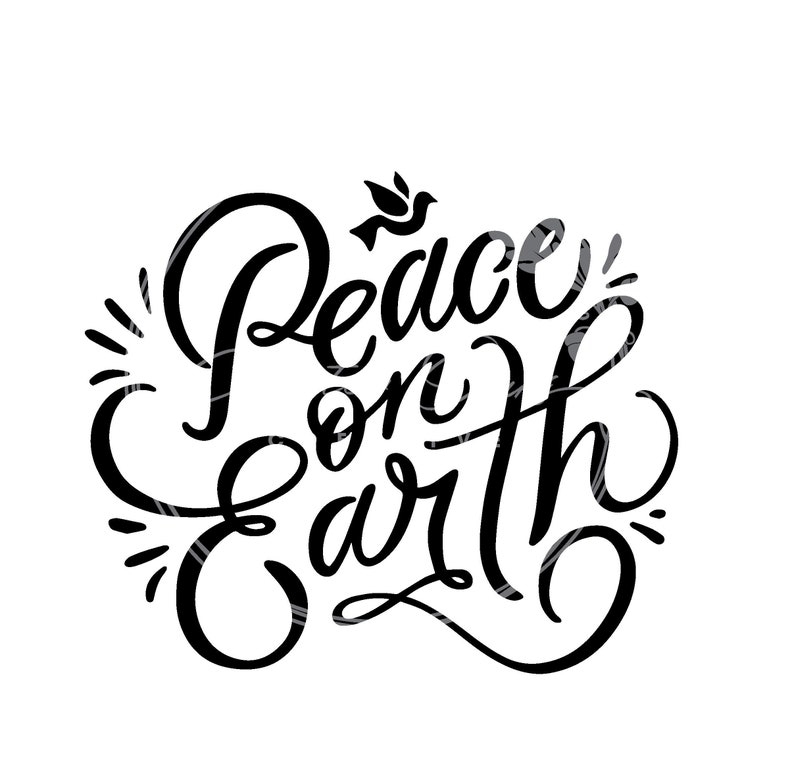Hand-created Peace on Earth Script With Dove Christmas SVG PNG Digital ...