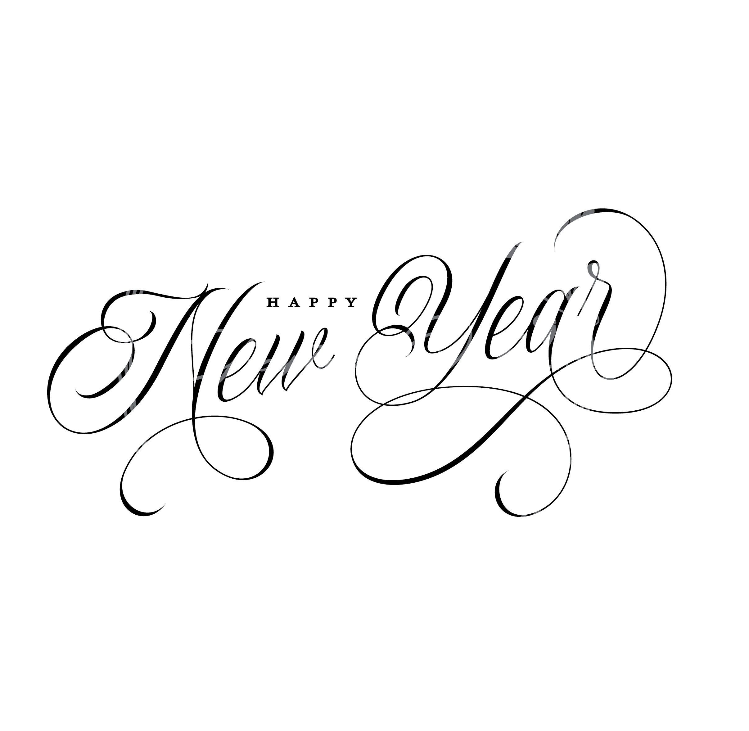 Beautiful, Elegant Happy New Year Script Typography SVG Digital File ...