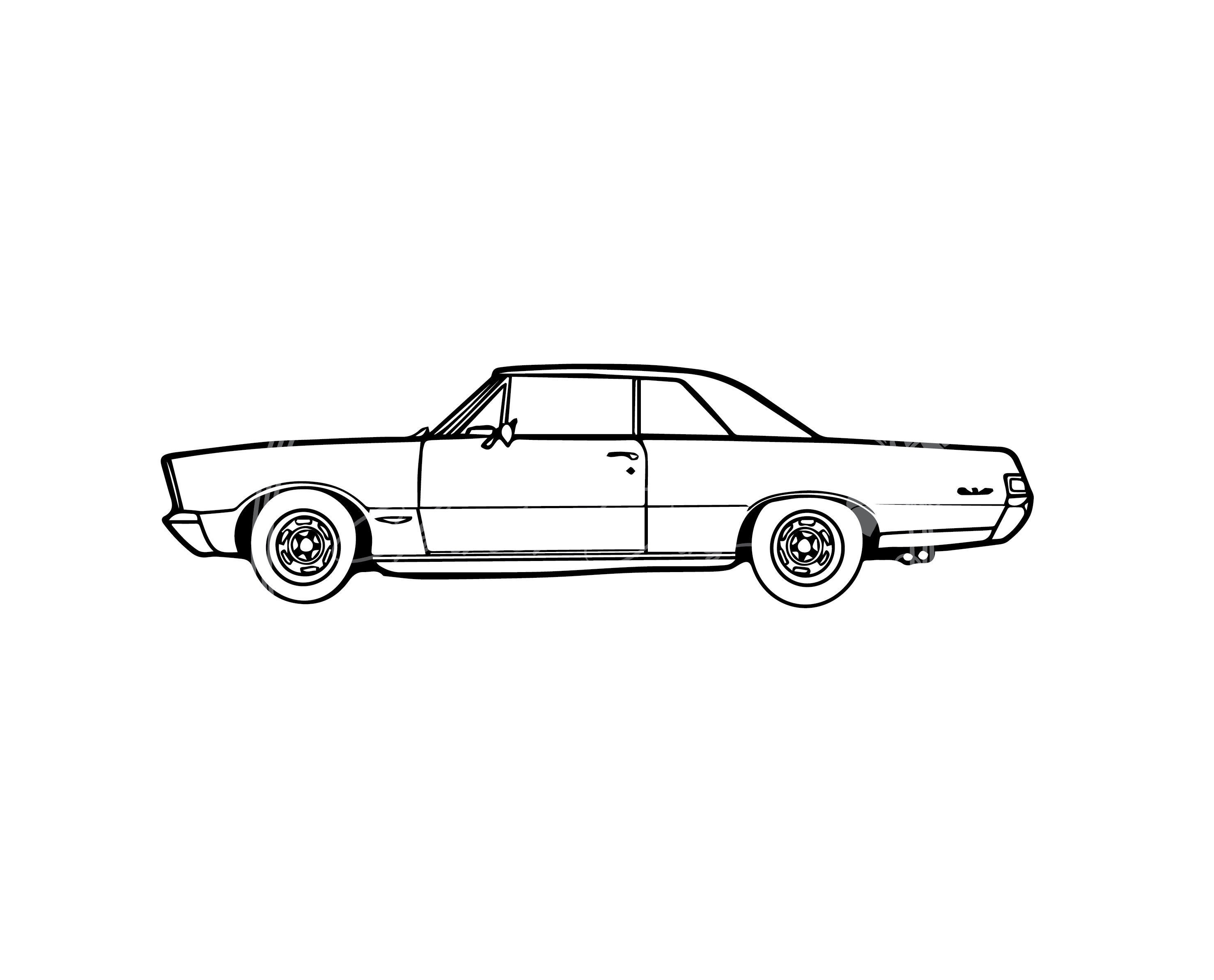 Vintage Classic Car Vehicle 1965 1960's GTO Line Drawing/illustration ...