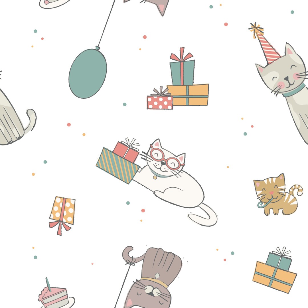 Cat Party Seamless Pattern PNG Digital File Download - Etsy