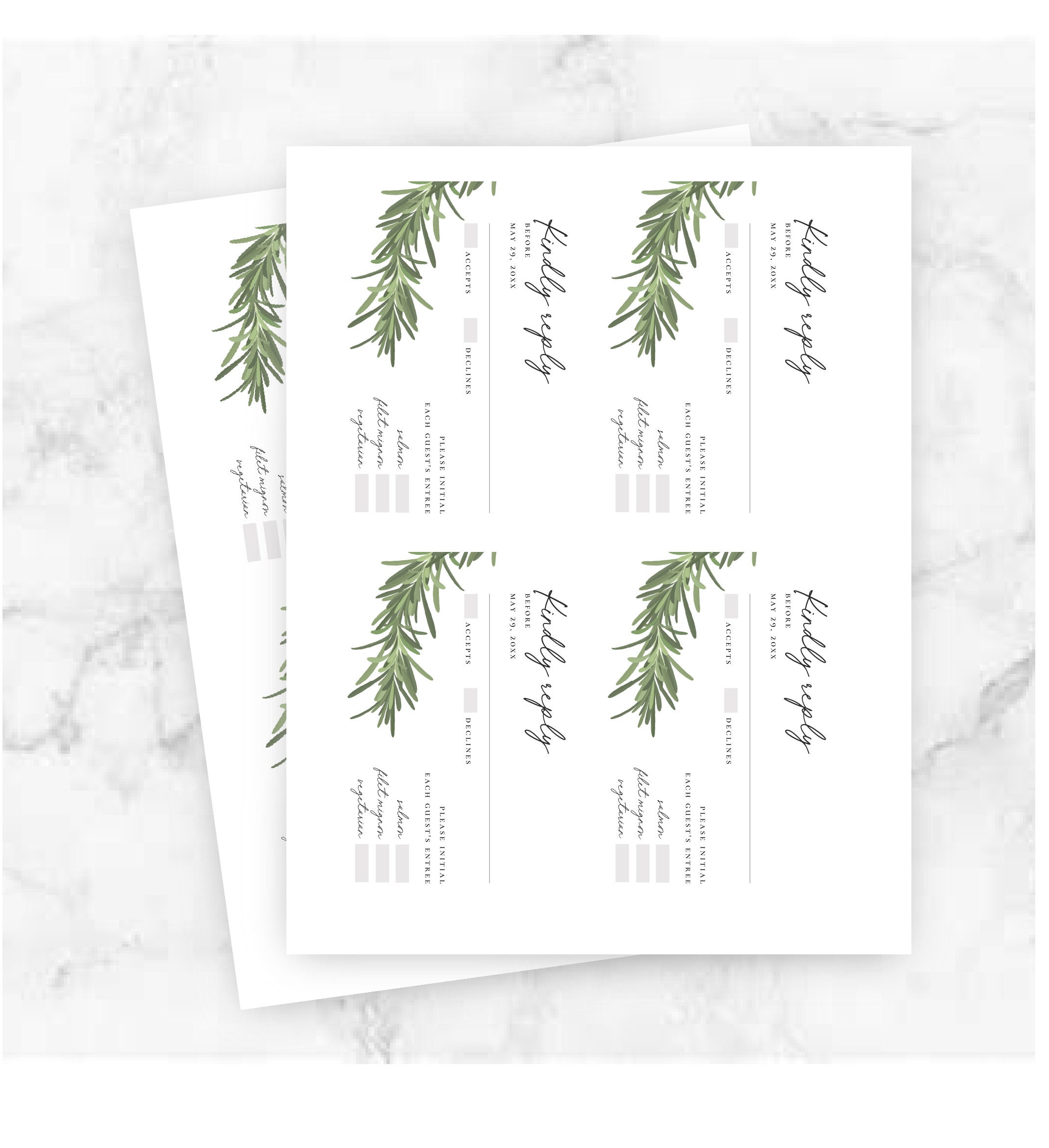 Elegant Rosemary Garland Custom Wedding Suite Invitations - Etsy