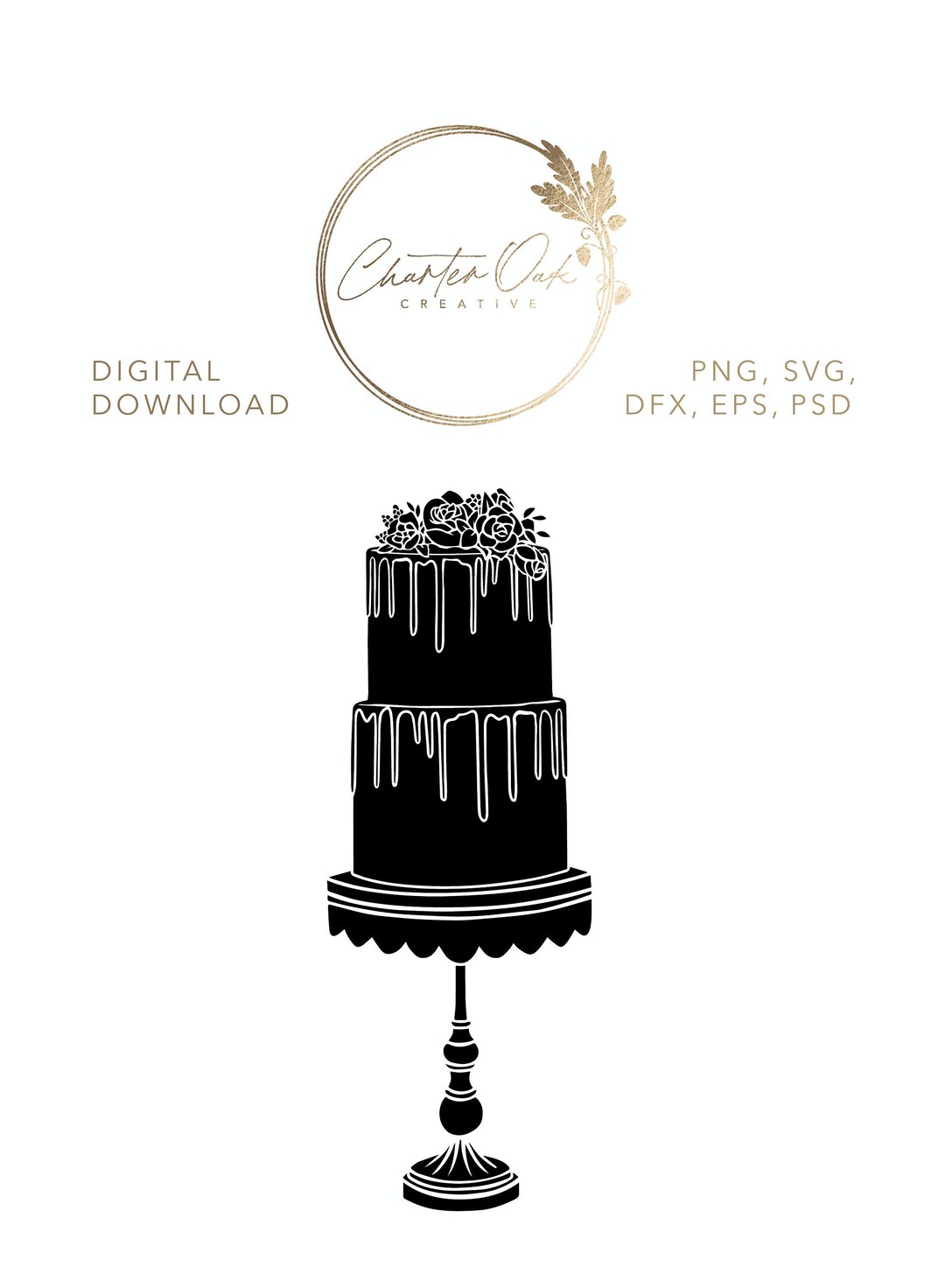 Elegant 2-tier Cake With Flowers for Wedding SVG Digital File Download ...