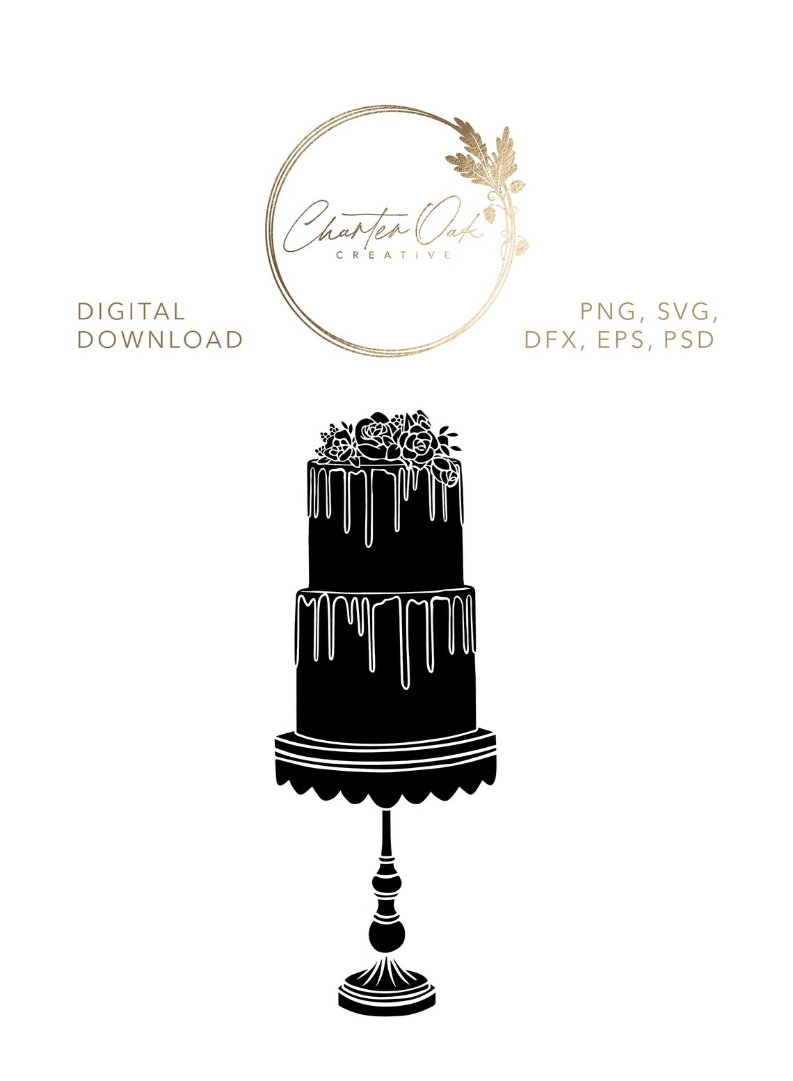 Elegant 2-tier Cake With Flowers for Wedding SVG Digital File Download ...