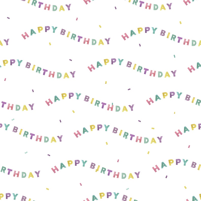 2 Watercolor Happy Birthday Seamless Patterns PNG Digital File Download ...
