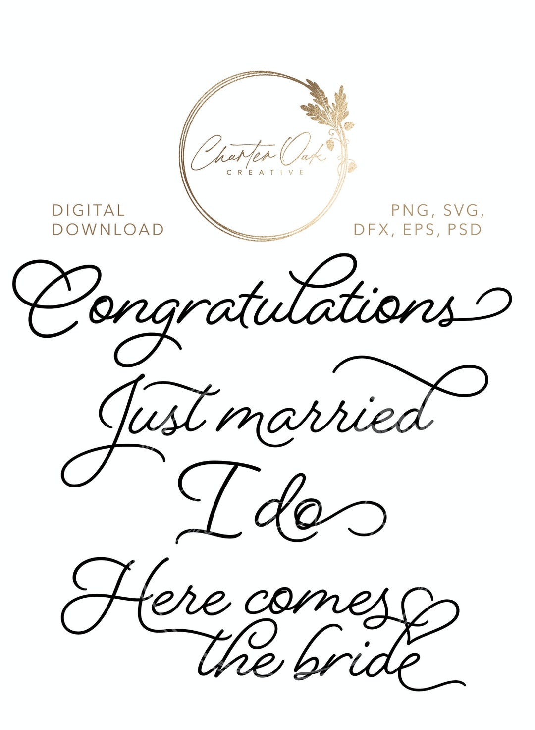 Fun Monoline Wedding Congratulations Scripts With Swashes SVG Digital ...