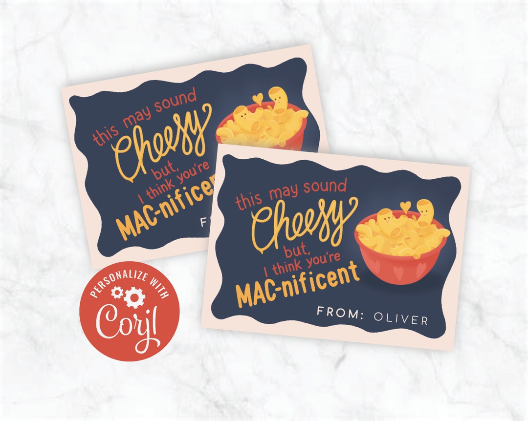 Cute, Mac-nificent Mac and Cheese Kids Classroom Valentine Cards ...