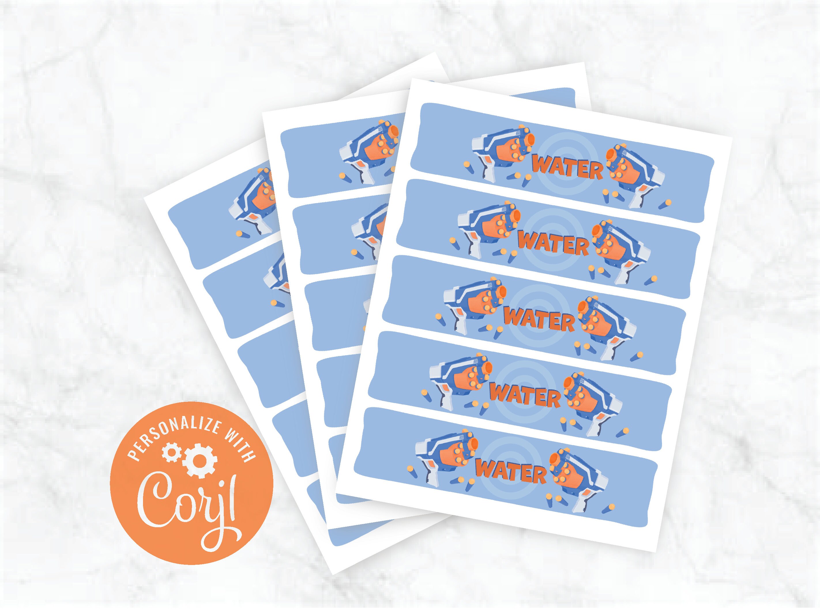 Foam Dart/nerf Gun Birthday Party Custom Water Bottle Label Download - Etsy