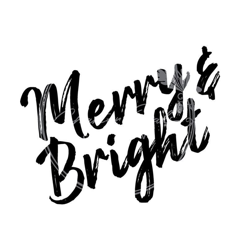 Painted-look Merry & Bright Script Typography for Christmas/holidays ...