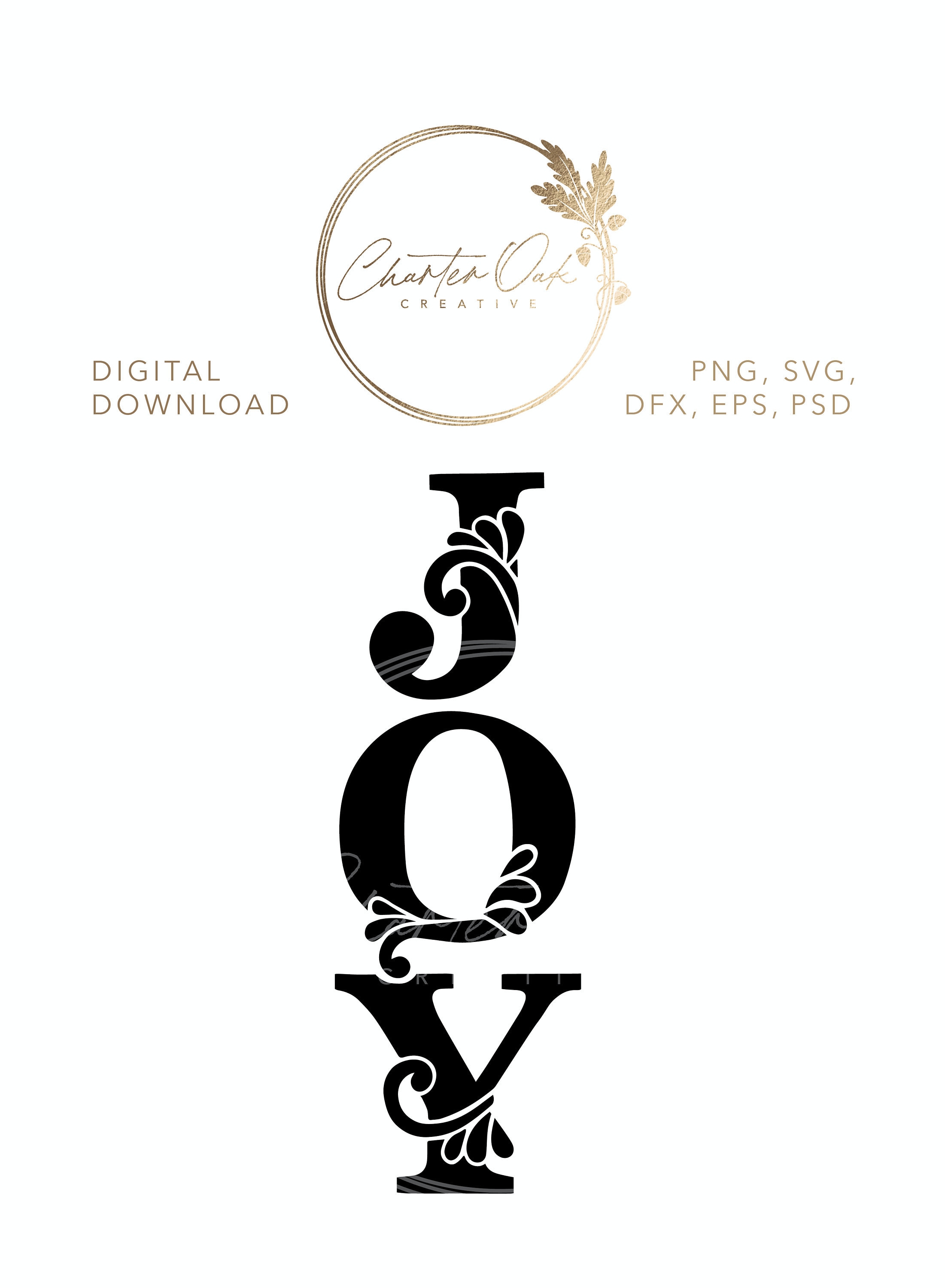 Hand-created Elaborate Vertical JOY Text for Christmas/holiday SVG ...