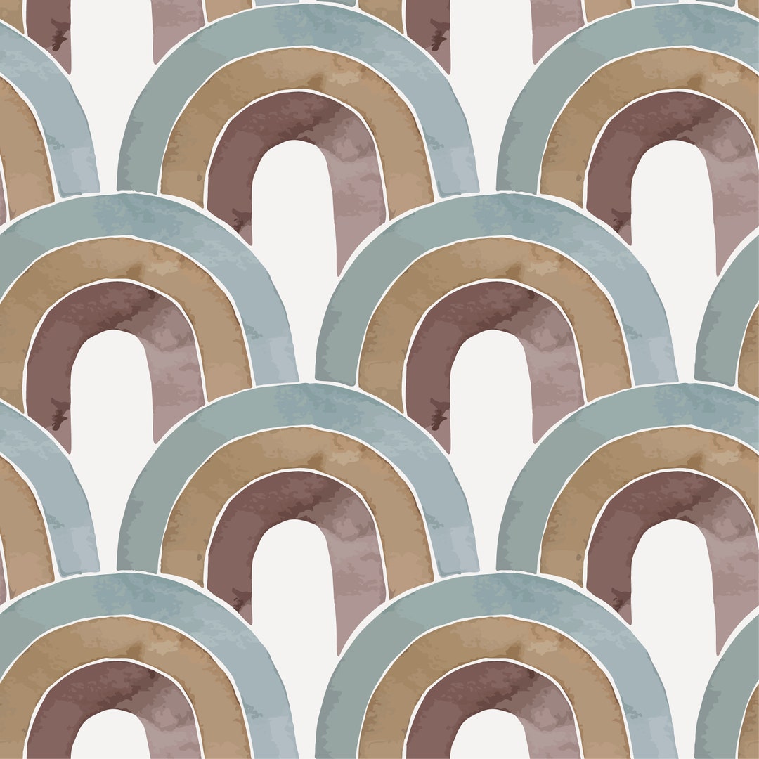 Trendy, Watercolor Rainbows/arches Seamless Pattern PNG Digital File ...