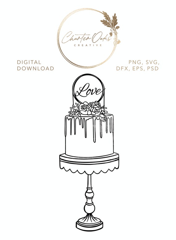 Elegant Cake for Wedding or Anniversary SVG Digital File | Etsy
