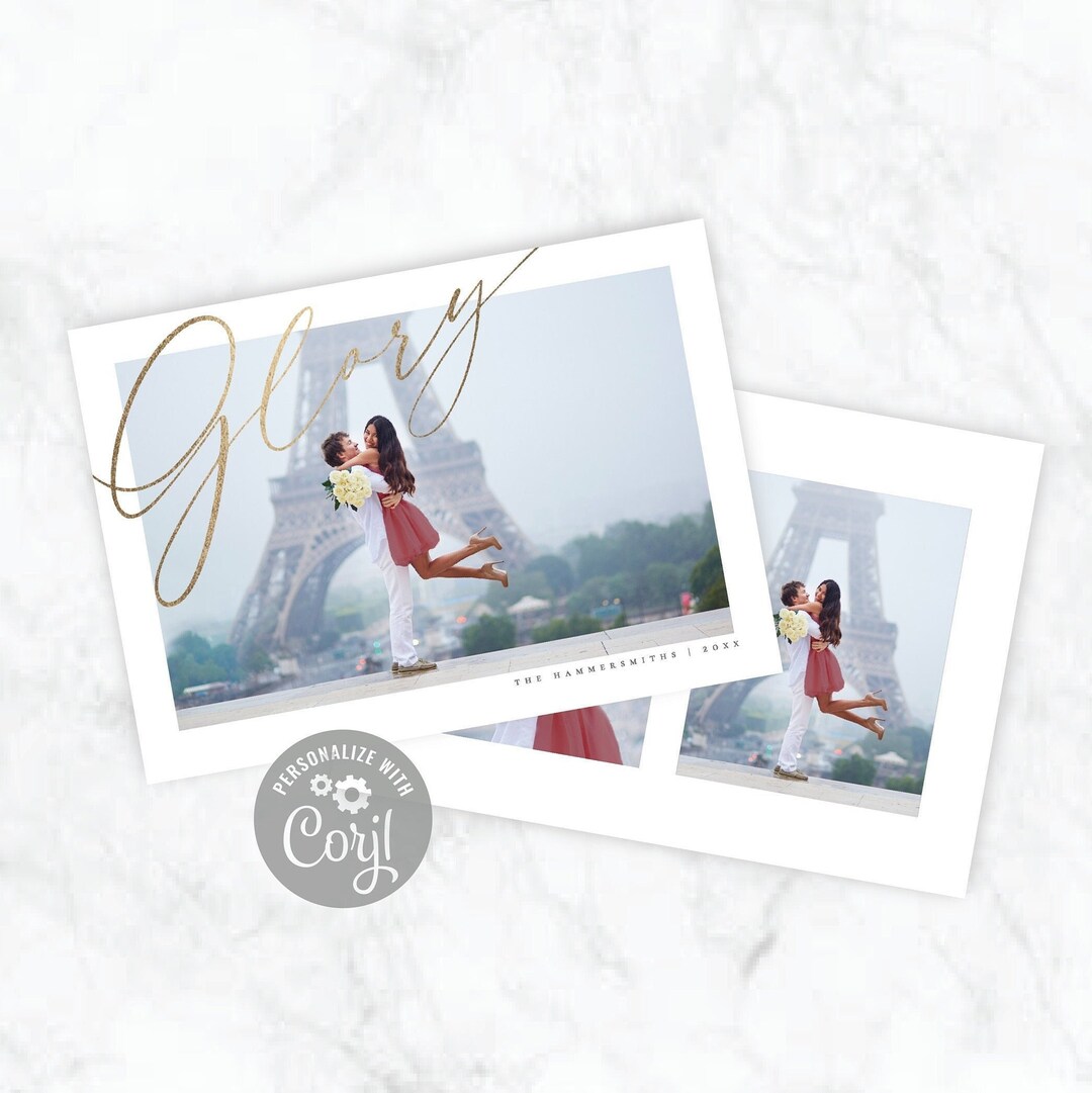 Elegant Glory Script Christmas Photo Customizable Download - Etsy