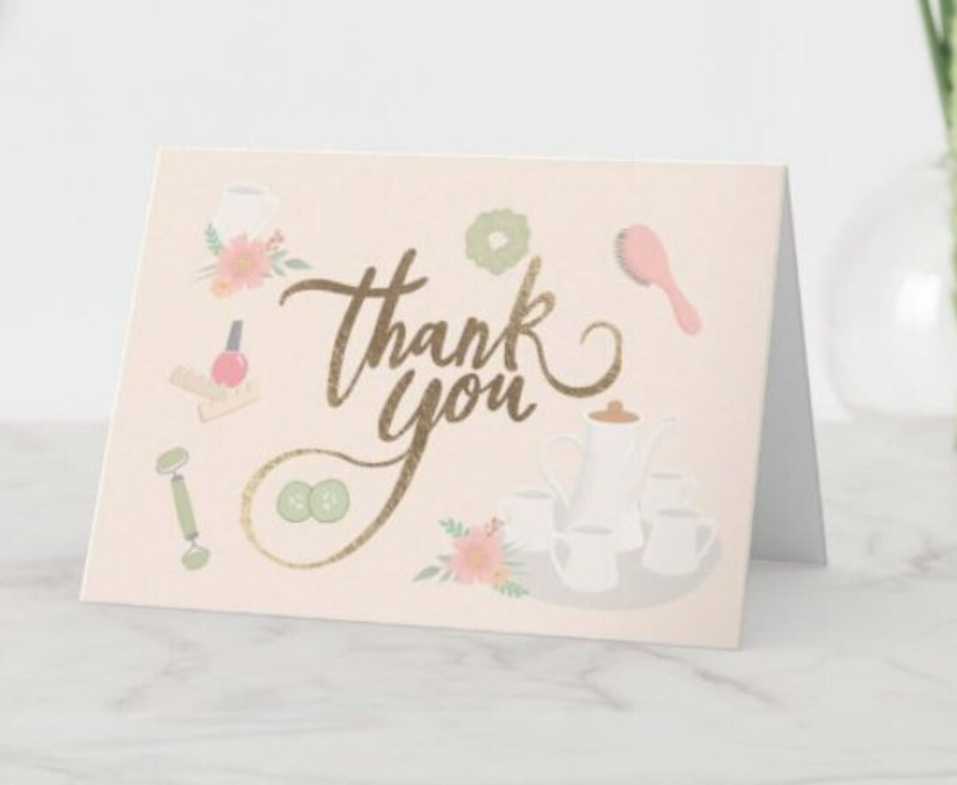 Elegant Spa Tea Party Par-tea Thank You Card Custom Download - Etsy