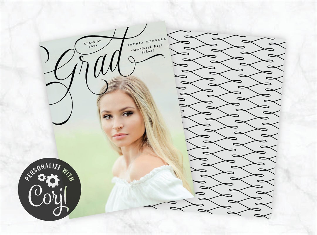 Beautiful, Elaborate Grad Script on Full-bleed Photo Graduation ...