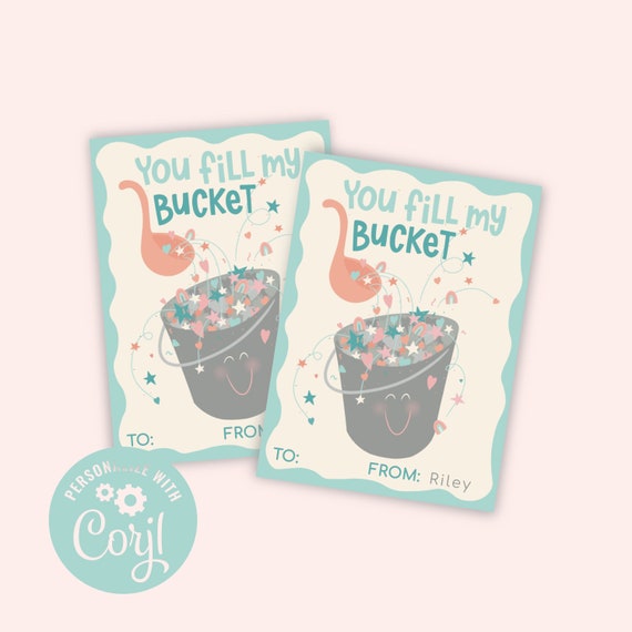 Fun Promoting-kindness Bucket-filler Kids Valentine Cards - Etsy
