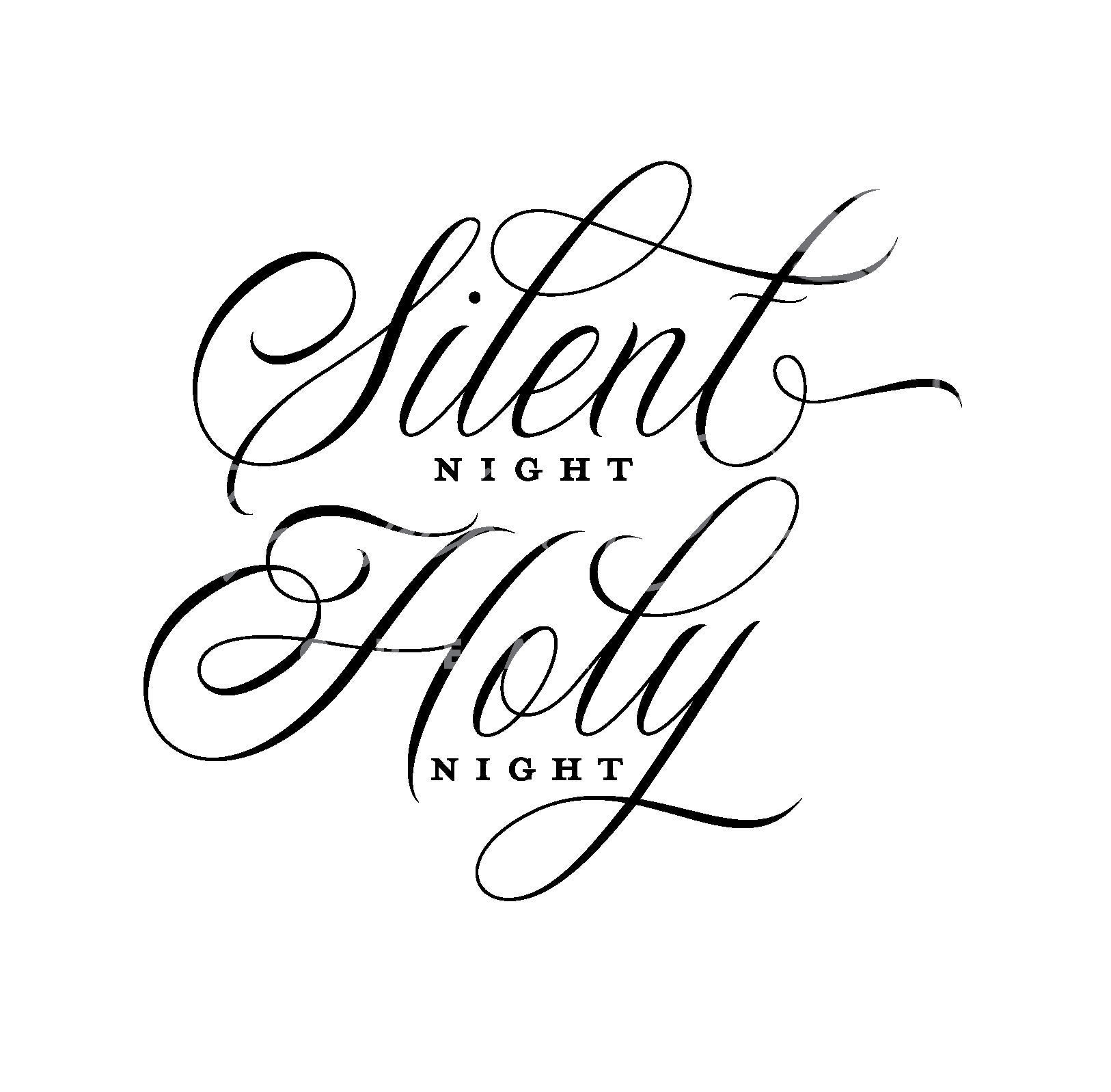 Elegant Silent Night Holy Night Script Typography Christmas SVG Digital ...