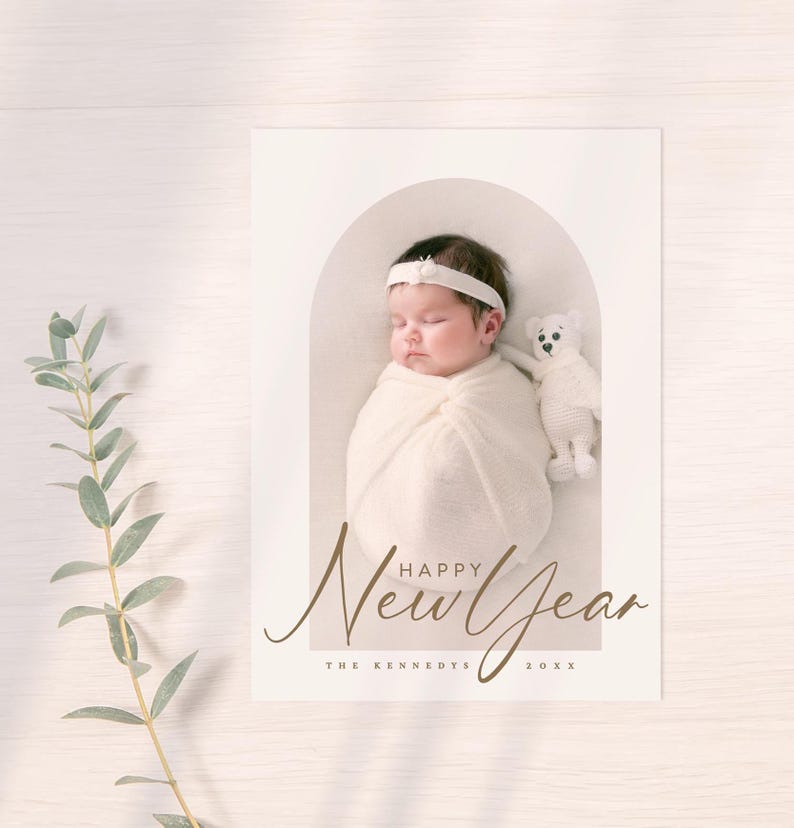 Modern Script New Years Arch or Full-bleed Photo Card Download - Etsy
