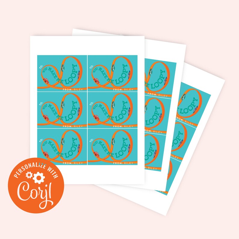 Loopy Track Hot Wheels Card Kids Classroom Valentine Cards Download - Etsy