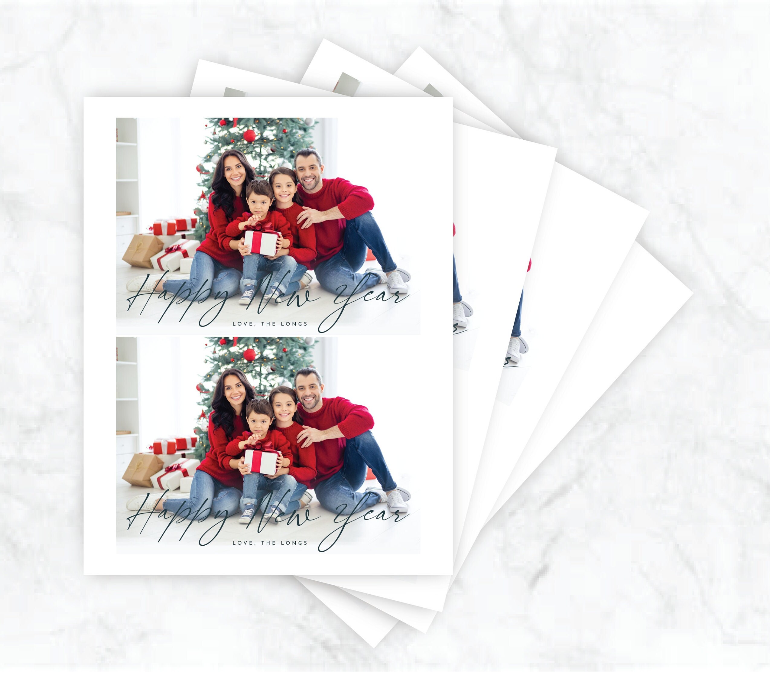 Happy New Year Script Full-bleed Photo Card Customizable Download - Etsy