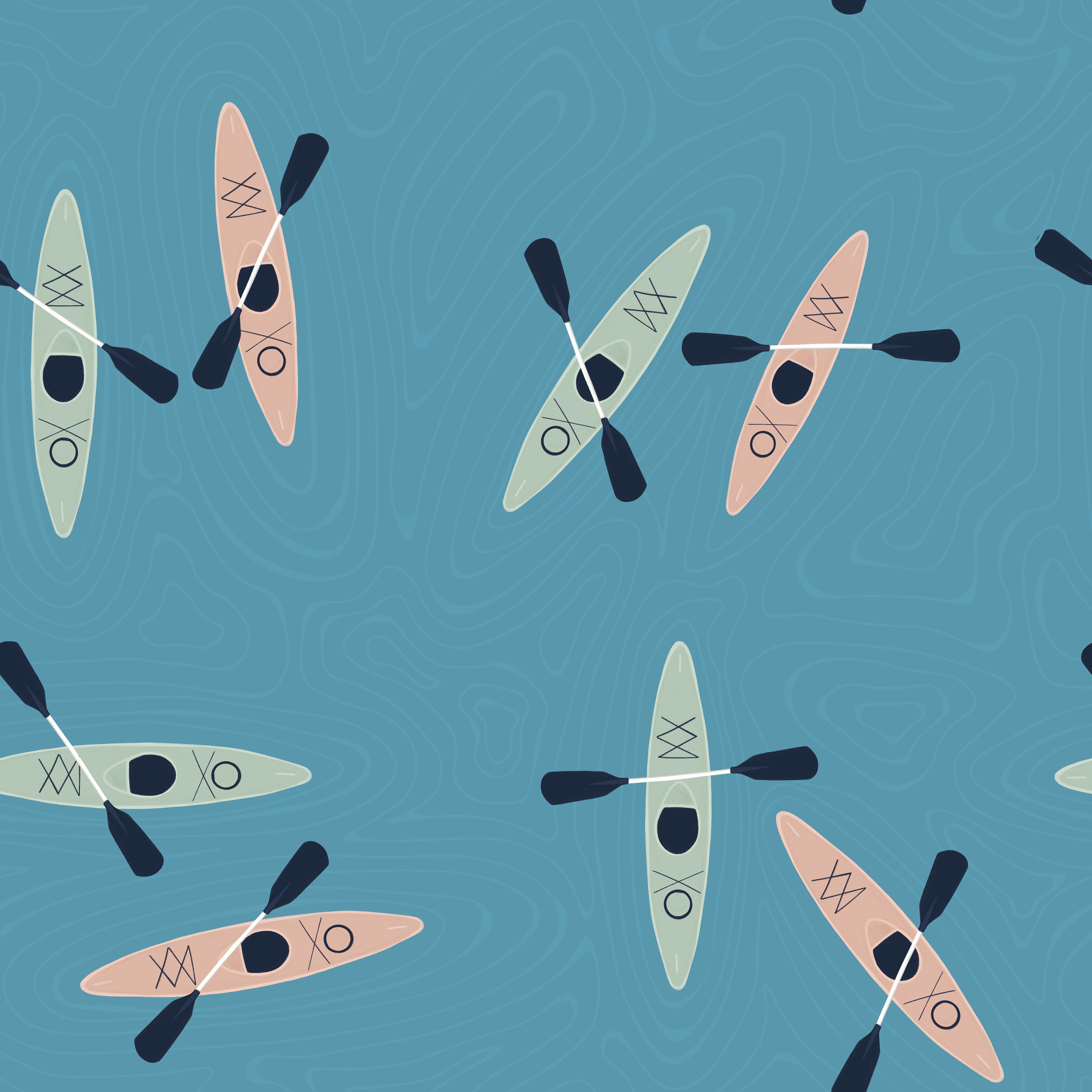 2 Kayaks in Lake Seamless Patterns PNG Digital File Download - Etsy