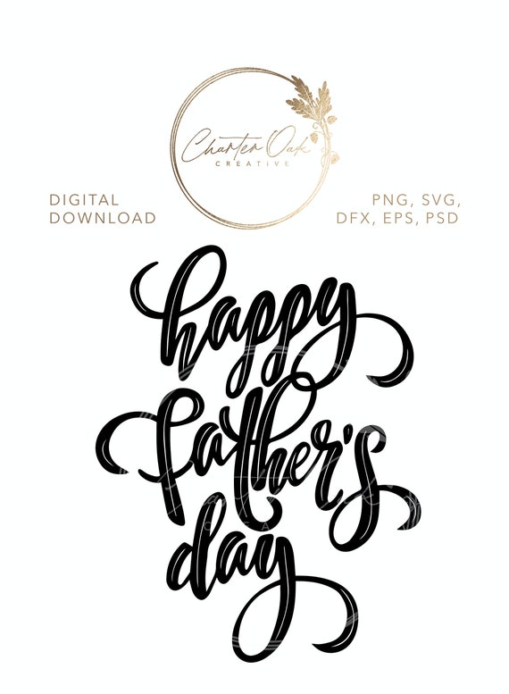 Modern Hand-created Happy Father's Day Script SVG Digital | Etsy