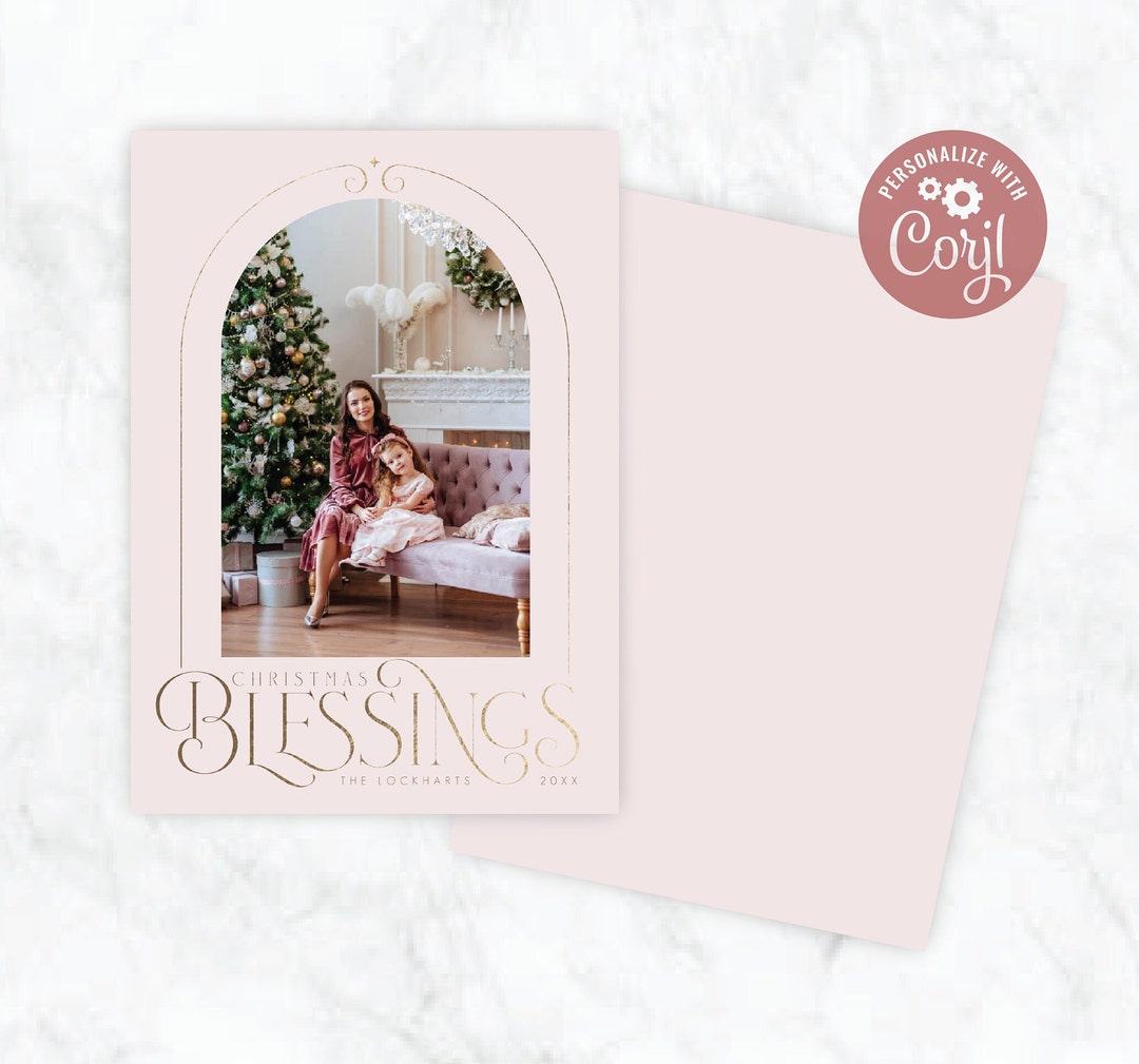 Elegant Christmas Blessings Arch Photo Christmas Card Customizable Download - Etsy