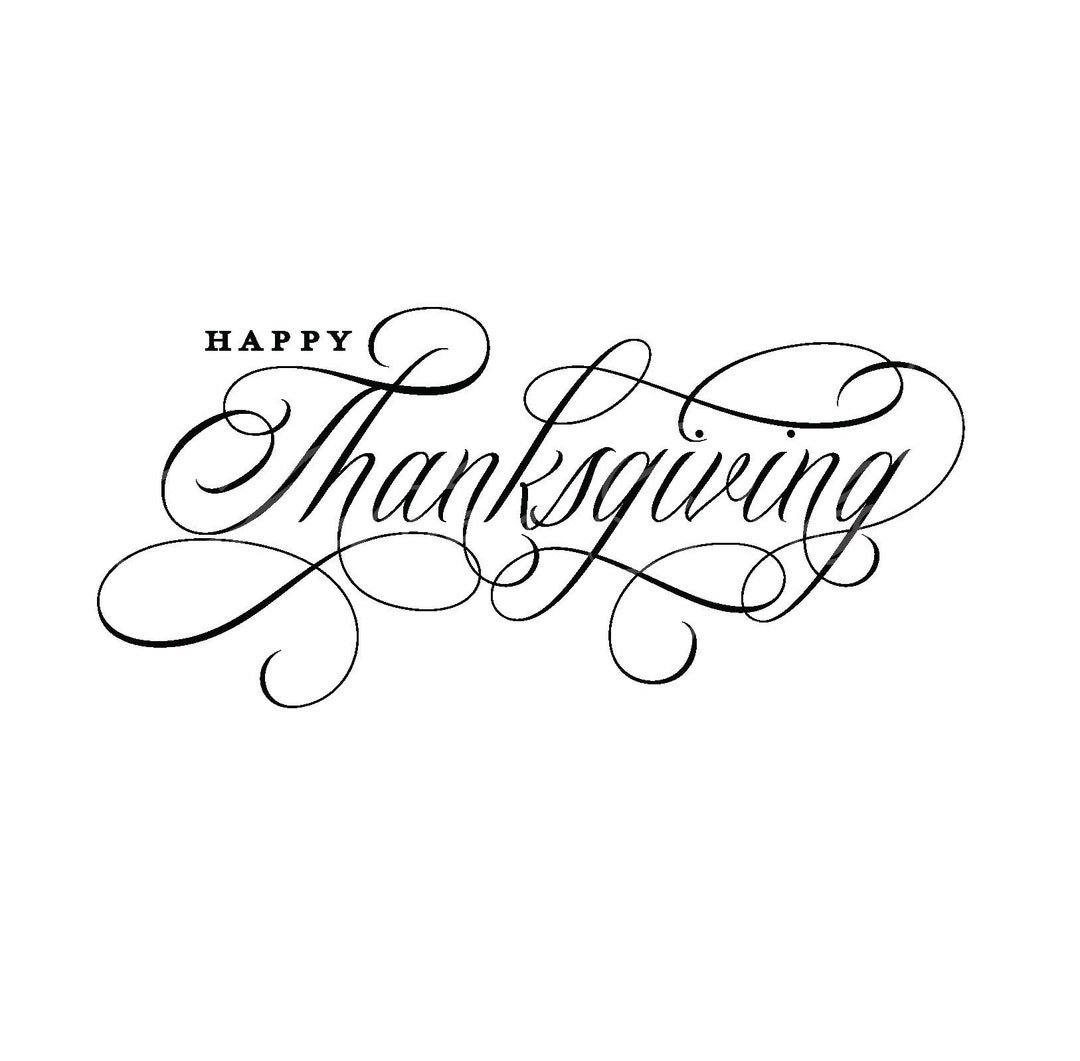 Beautiful, Elegant Happy Thanksgiving Script Typography SVG Digital ...