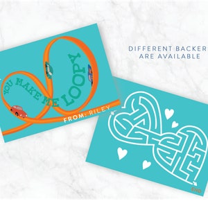 Loopy Track Hot Wheels Card Kids Classroom Valentine Cards Download - Etsy