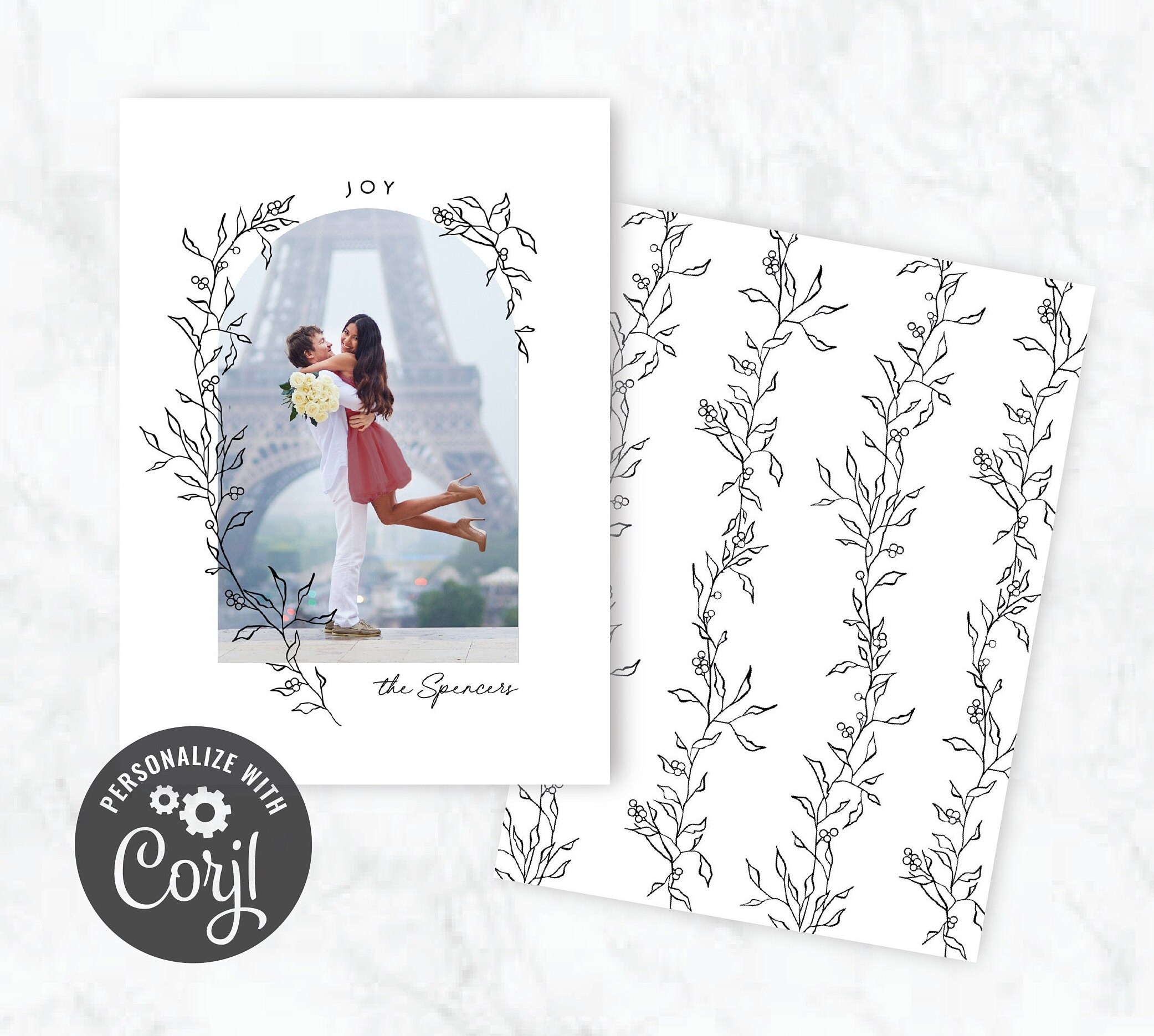 Boho Branch Holiday Joy Arch Photo Christmas Card Customizable - Etsy