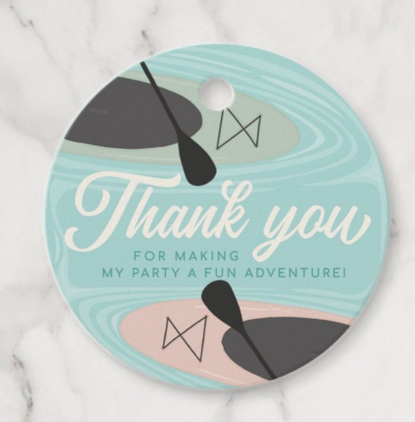 A Great Adventure Party Canoe or Paddleboard Birthday Favor Tag or ...