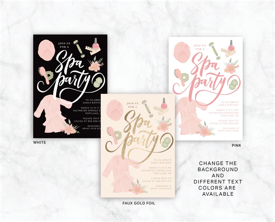 Elegant Spa Party Custom Party Invitation Download - Etsy