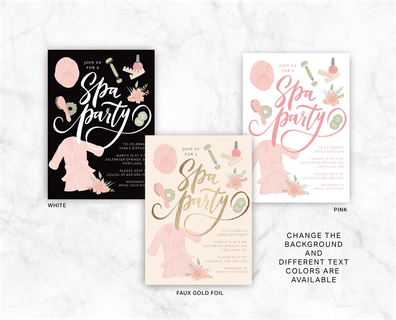 Elegant Spa Party Custom Party Invitation Download - Etsy