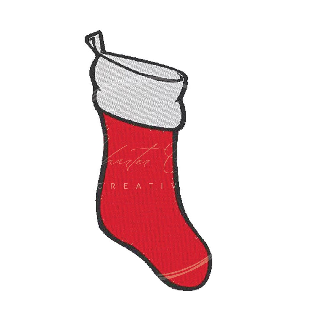 Simple Christmas Stocking Machine Embroidery File Download in 5 Sizes ...