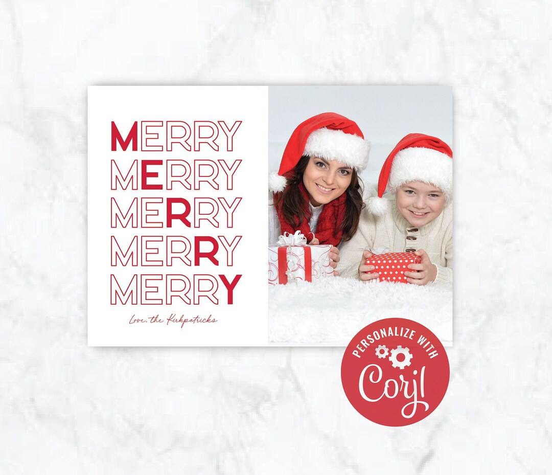 Very Merry Photo Christmas/holiday Card Customizable Download - Etsy