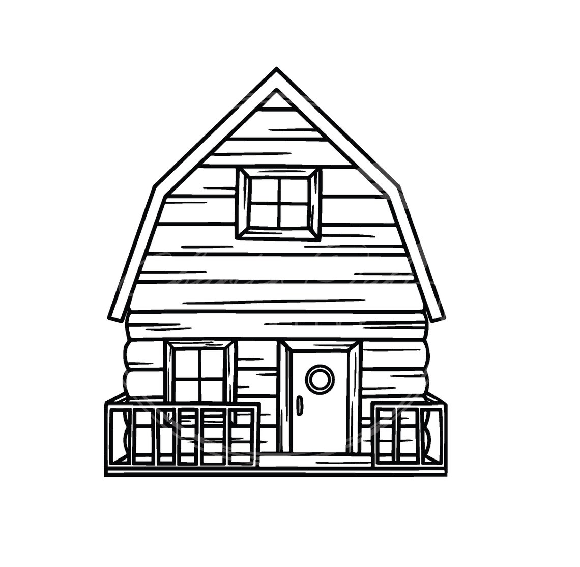 Simple Log Cabin Line Drawing SVG PNG Digital File Download - Etsy