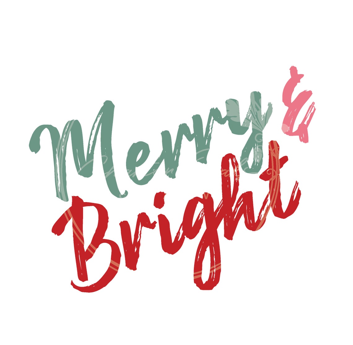Painted-look Merry & Bright Script Typography for Christmas/holidays ...