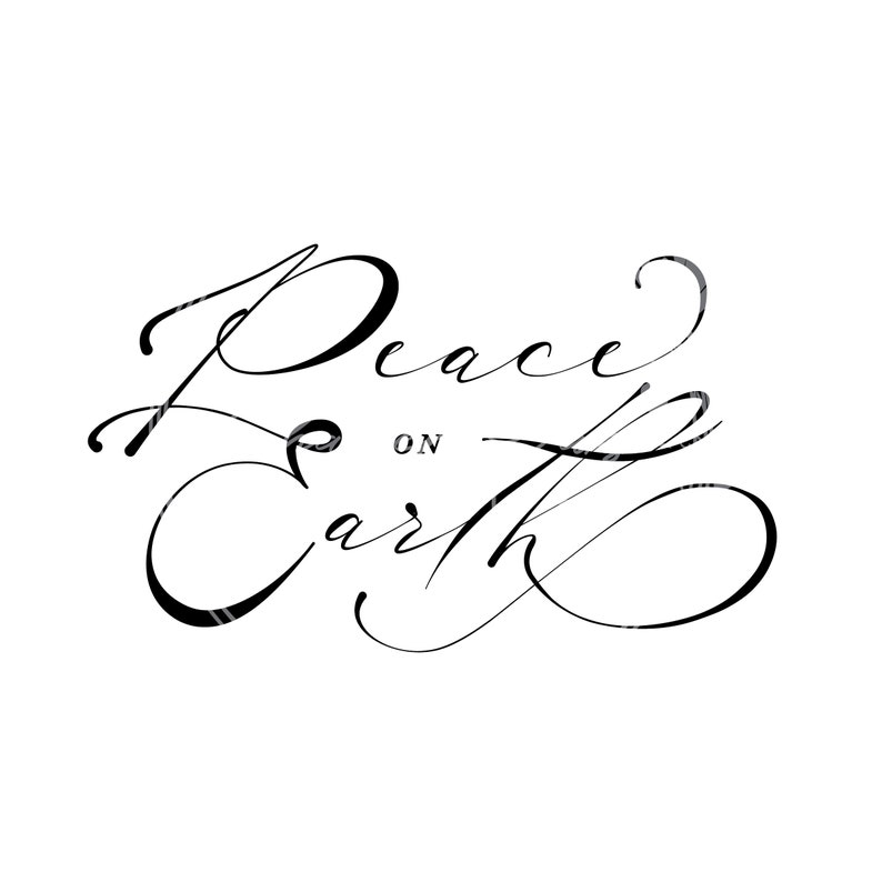Elegant Peace on Earth Script for Christmas SVG PNG Digital File ...