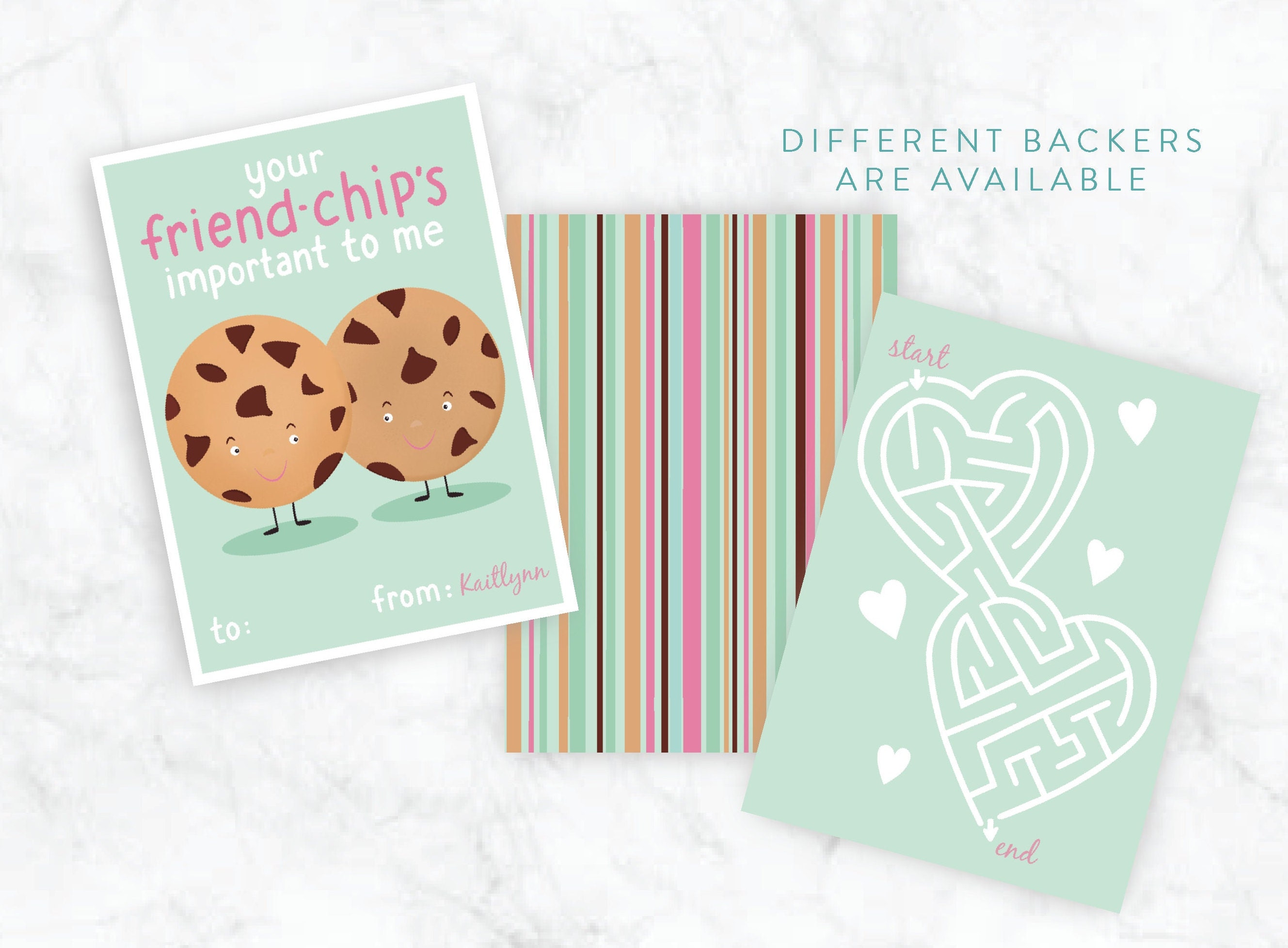 Cute Friend-chip Cookies Kids Valentine Cards Download - Etsy