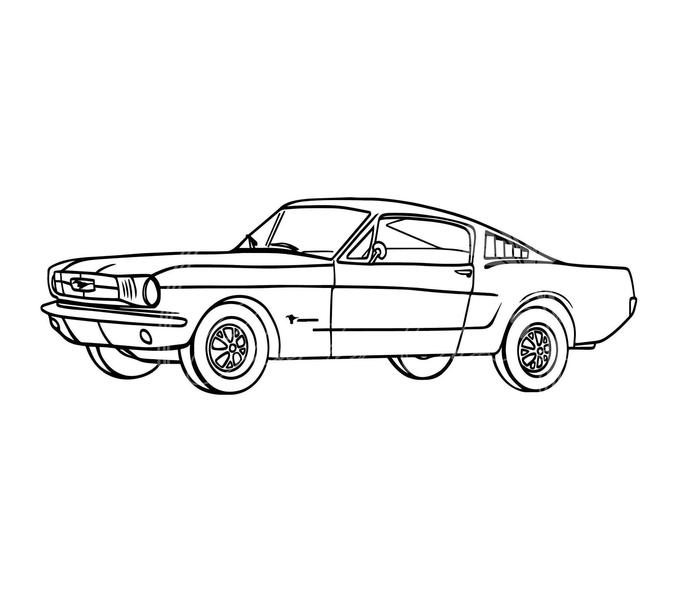 Auto Tekeningen In Potlood Mustang Gele Auto, Jong Geitje`s Tekening