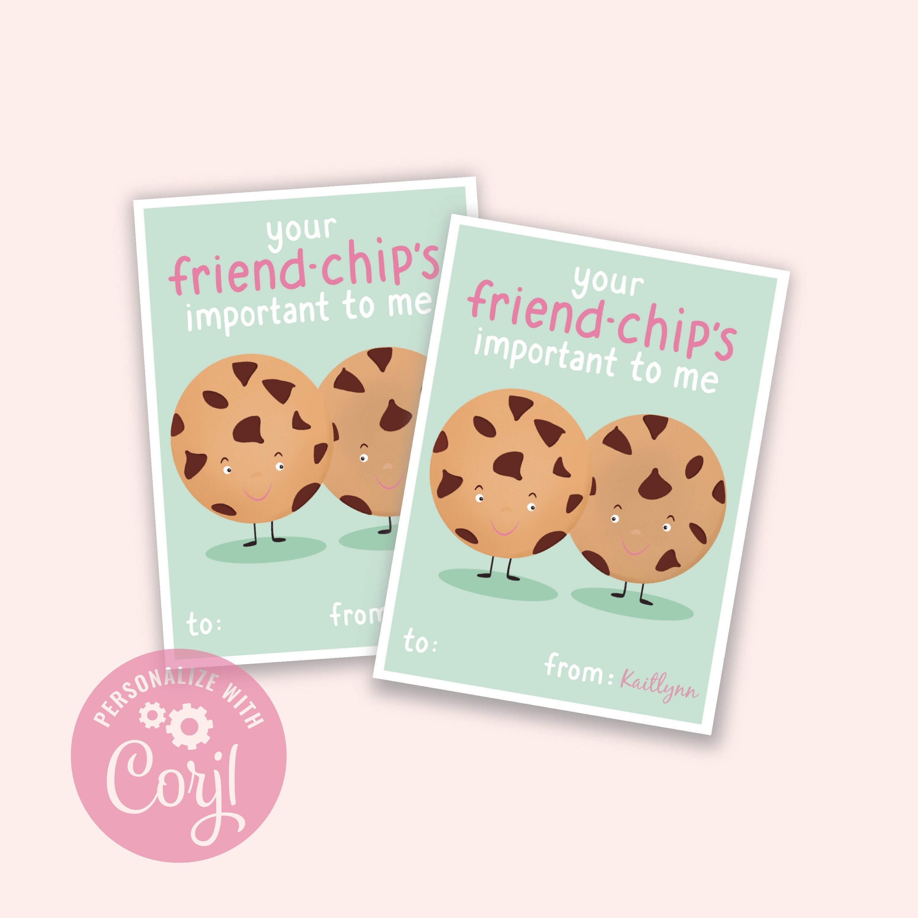 Cute Friend-chip Cookies Kids Valentine Cards Download - Etsy