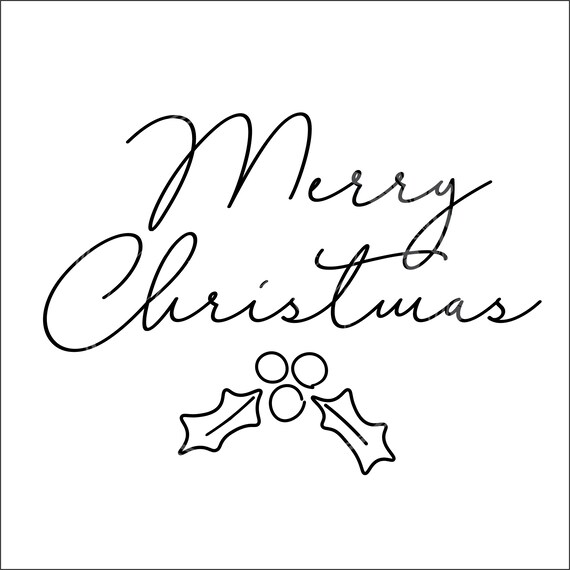 Handwritten Merry Christmas Script Typography and Holly SVG - Etsy