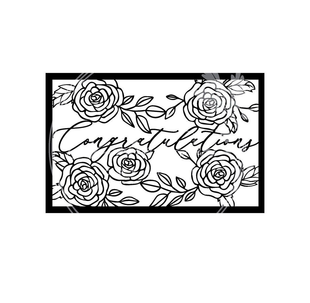 Elaborate Floral Congratulations Script in Frame SVG PNG Digital File ...